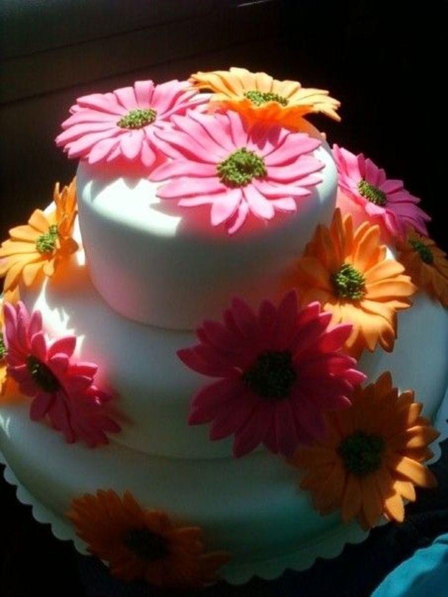 Gerbera Daisy Wedding Cake - CakeCentral.com