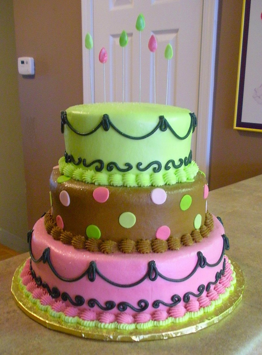 Multi-Colored Birthday Cake - CakeCentral.com