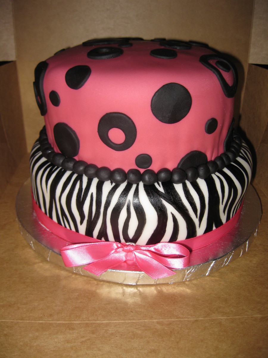 Zebra Print And Dots Cake - CakeCentral.com
