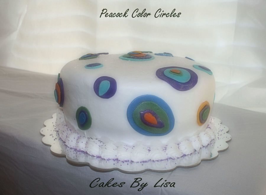 Peacock Colors In Circles - CakeCentral.com