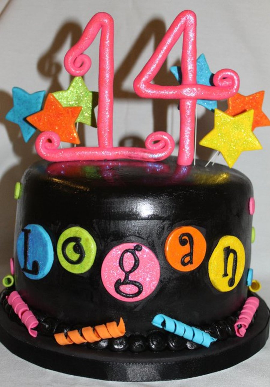 Black And Neon Birthday Cake - CakeCentral.com