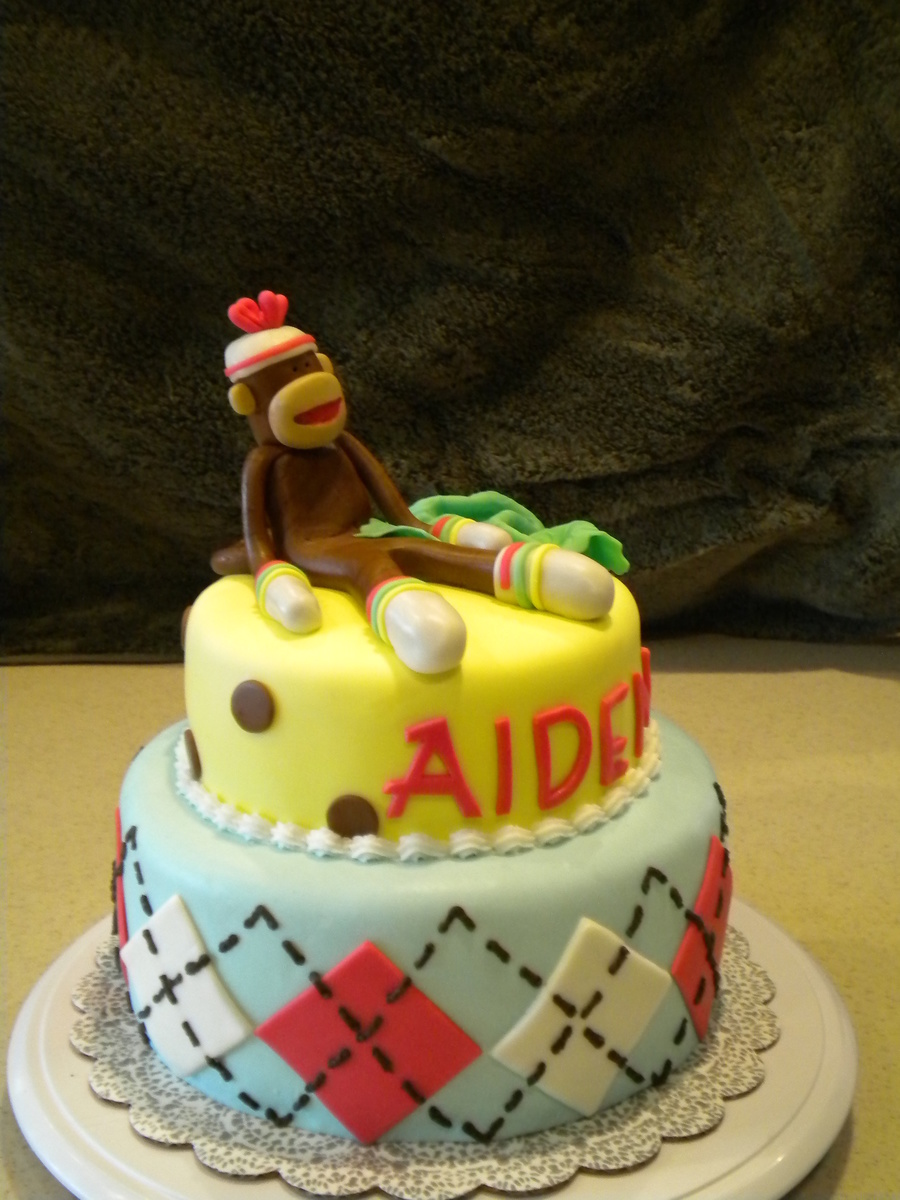 Sock Monkey Baby Shower Cake - CakeCentral.com