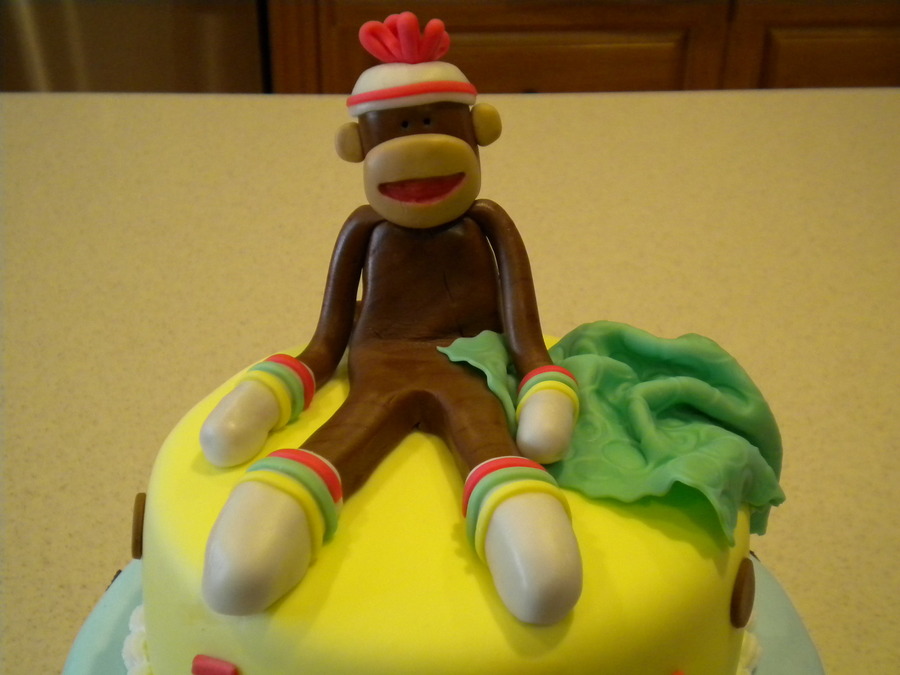 Sock Monkey Baby Shower Cake - CakeCentral.com