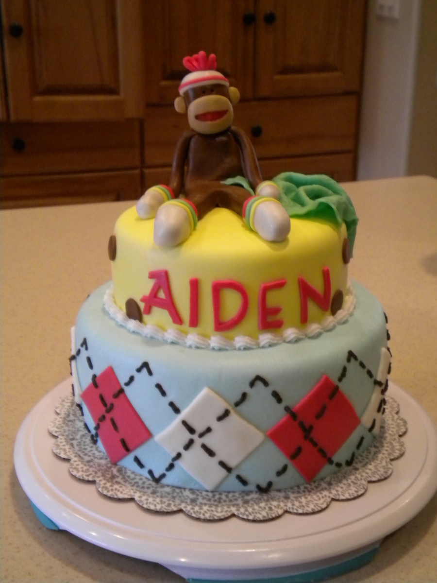 Sock Monkey Baby Shower Cake - CakeCentral.com