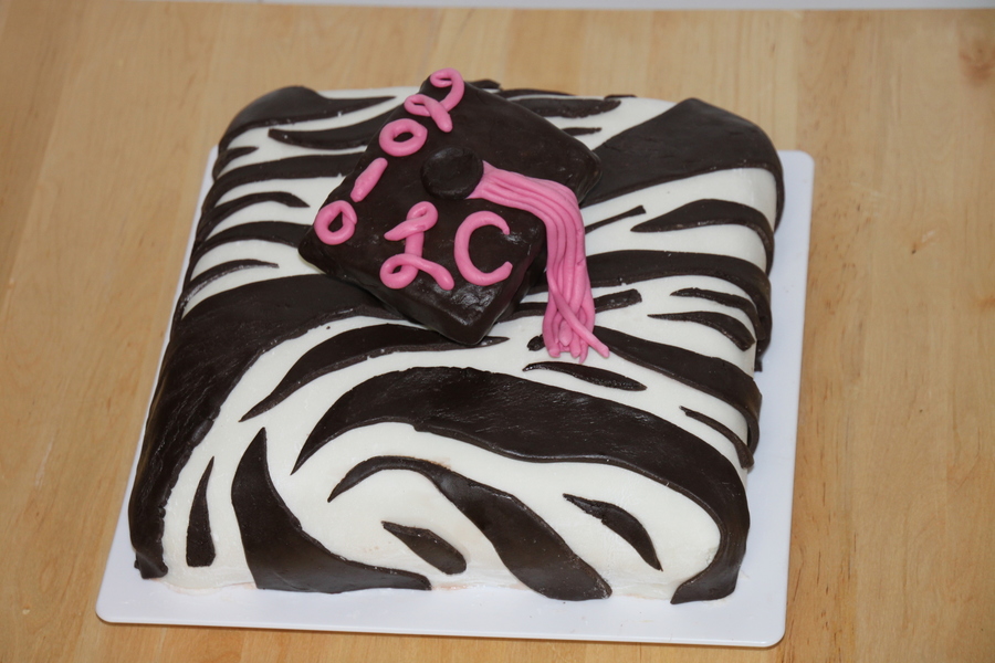 Zebra Graduation Cake - CakeCentral.com