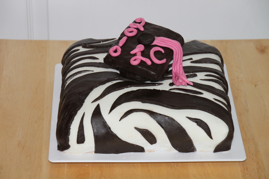 Zebra Graduation Cake - CakeCentral.com