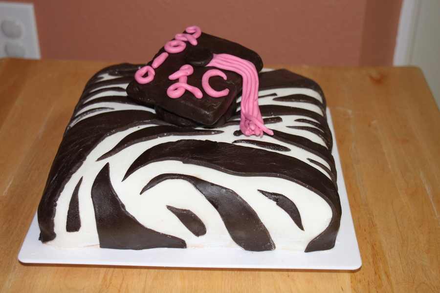 Zebra Graduation Cake - CakeCentral.com