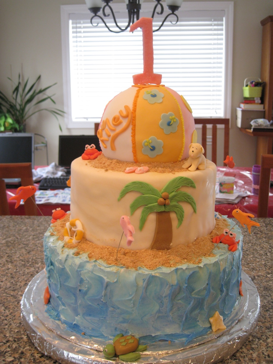 Beach Ball First Birthday - CakeCentral.com
