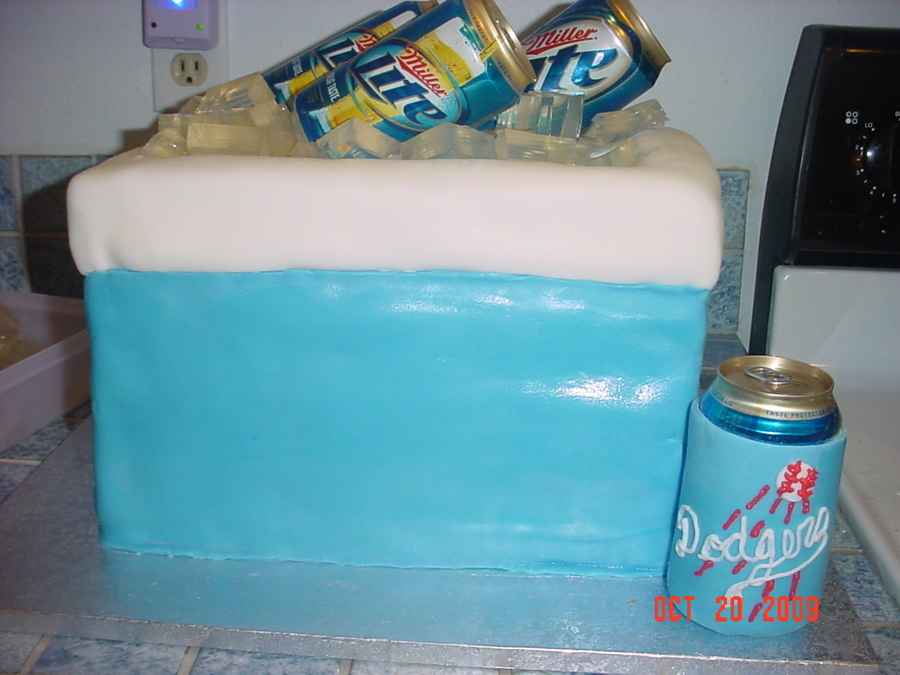 Ice Chest Cake With Koozie - CakeCentral.com