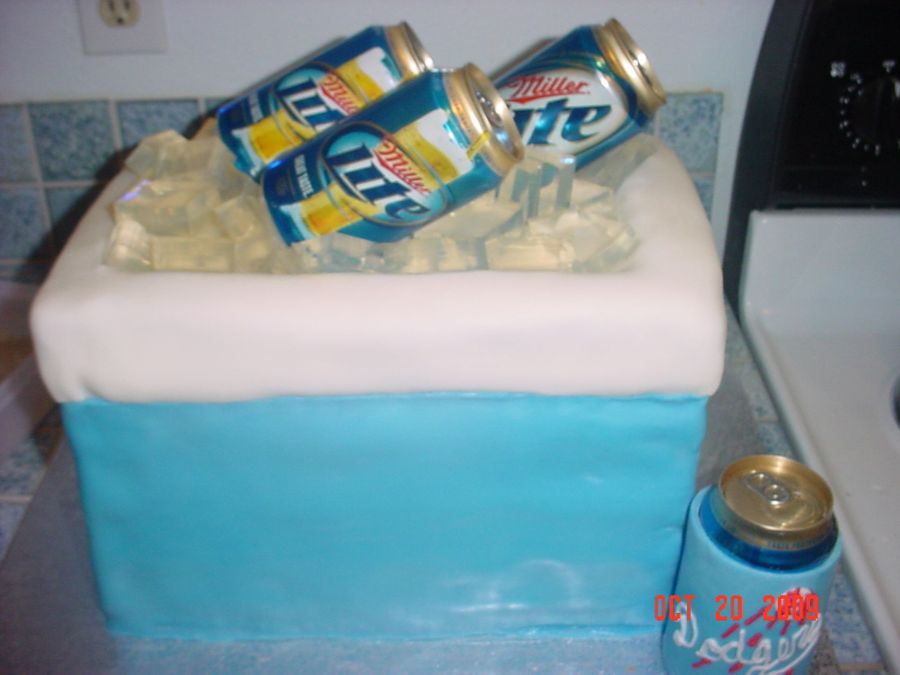 Ice Chest Cake With Koozie - CakeCentral.com