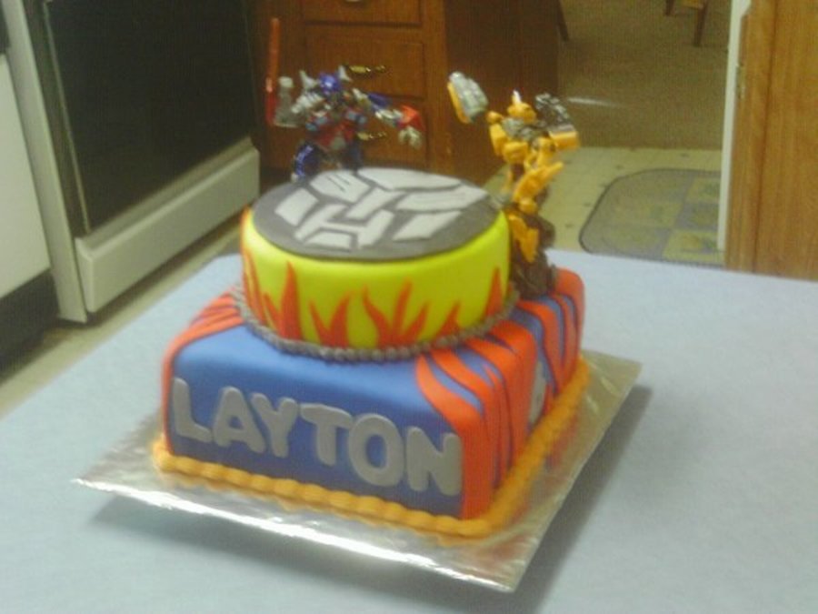 Optimus Prime And Bumble Bee Transformer Cake - CakeCentral.com