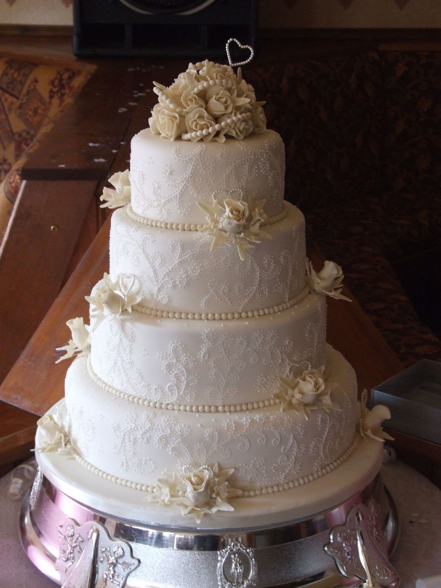 4 Tier Wedding Cake - CakeCentral.com
