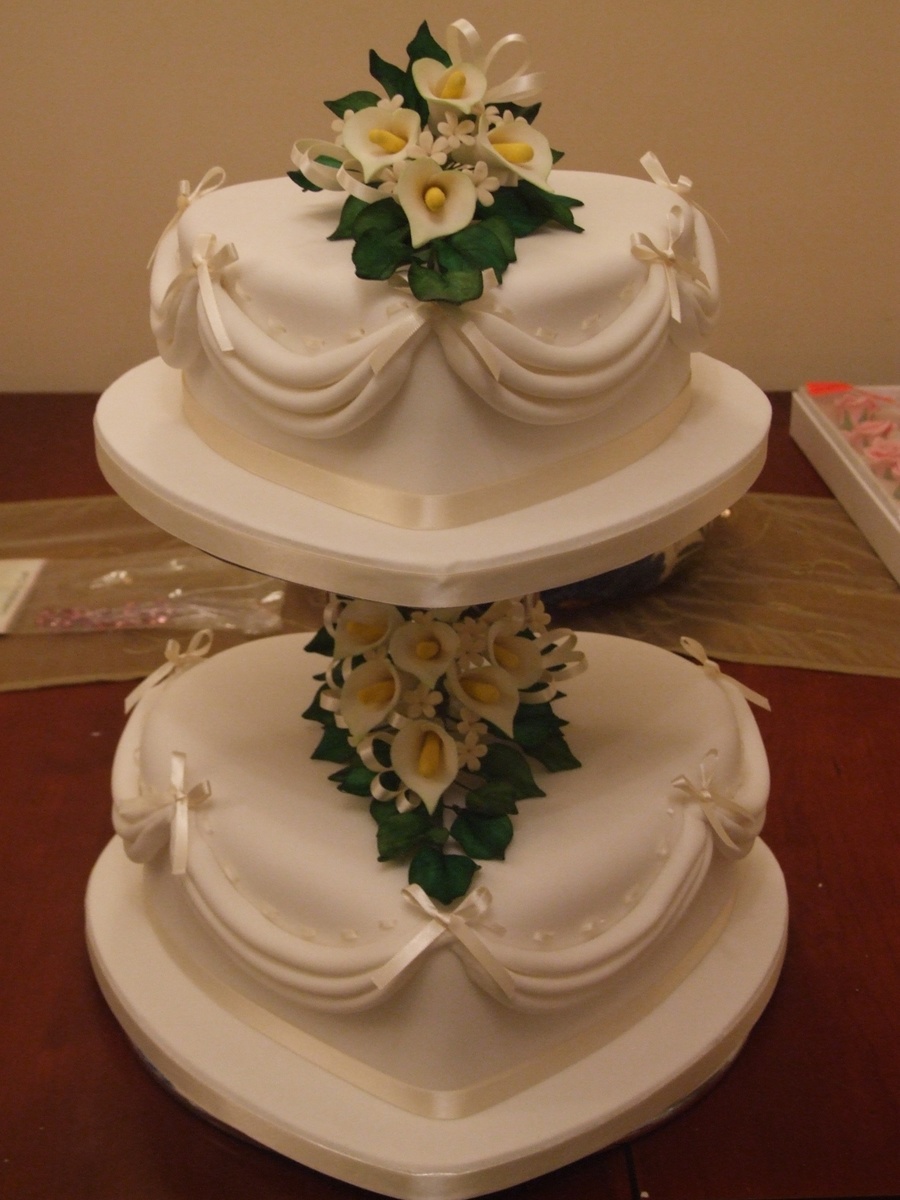 2 Tier Heart Wedding Cake - CakeCentral.com