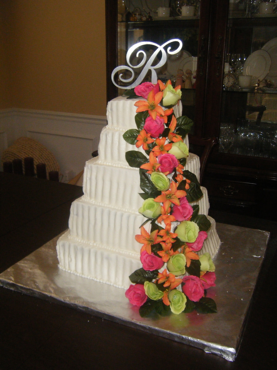5 Tier, Square Wedding Cake - CakeCentral.com
