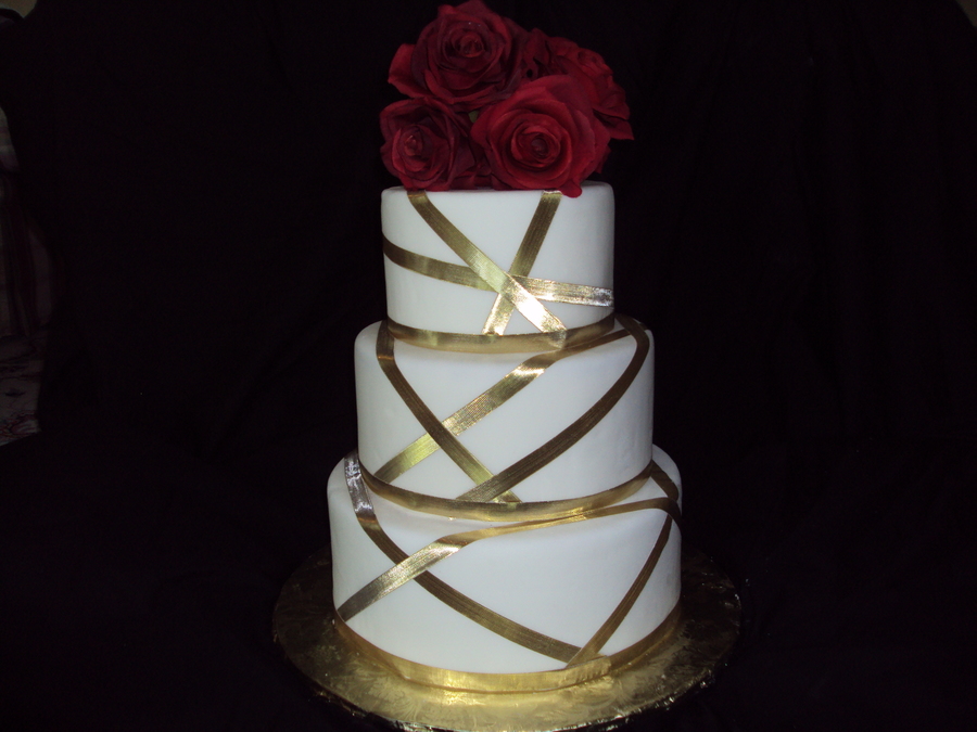 Gold Ribbon Cake - CakeCentral.com
