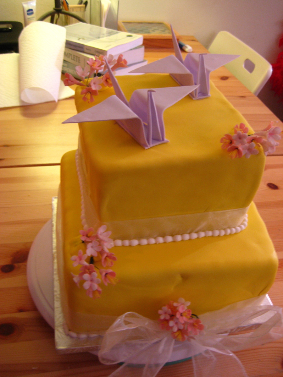 Cranes And Cherry Blossoms - CakeCentral.com