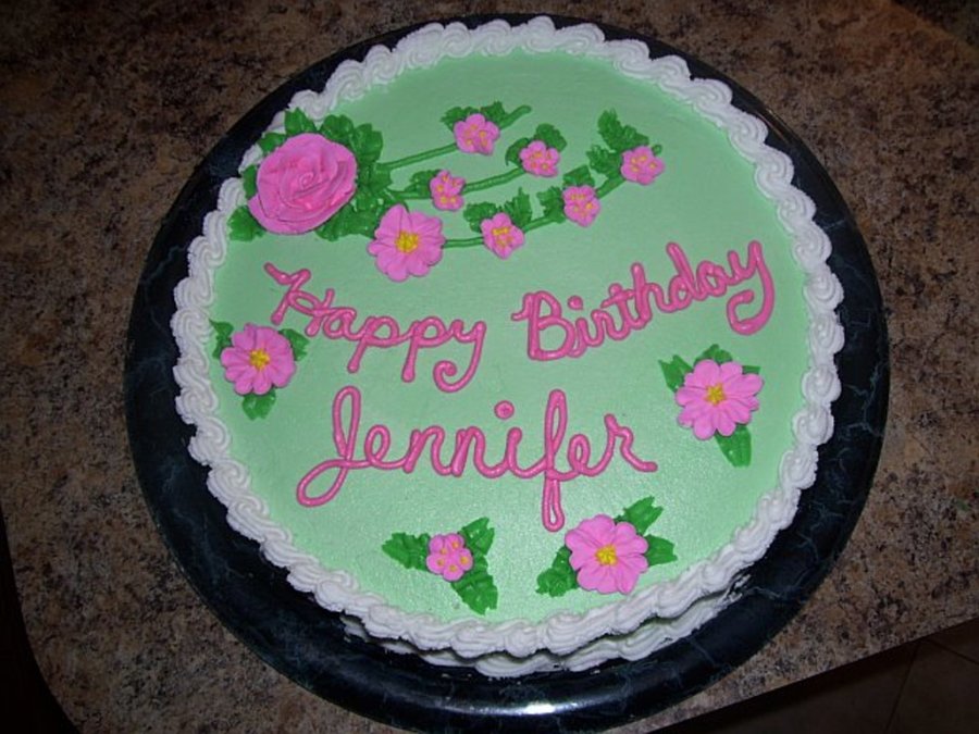 Birthday Cake With Pink Royal Icing Flowers - CakeCentral.com