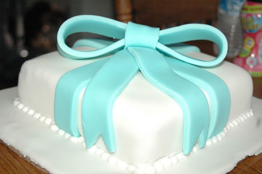 Fondant Blue Bow Cake - CakeCentral.com