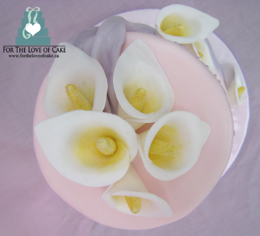 Pink And White Calla Lily Birthday Cake - CakeCentral.com