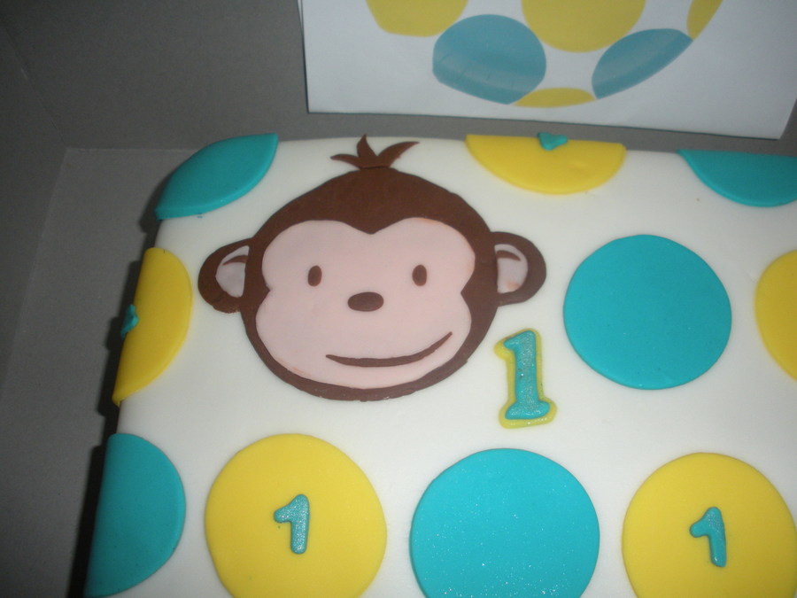 Mod Monkey First Birthday Cake - CakeCentral.com