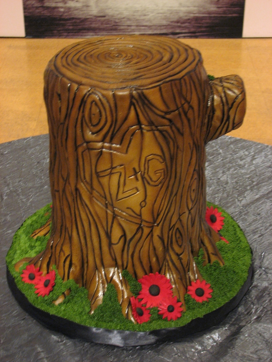 Tree Stump Wedding Cake - CakeCentral.com