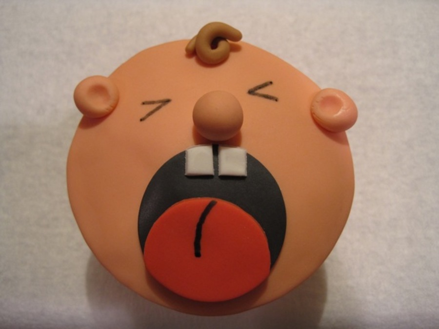 Planet Cake Inspired Crying Baby Cupcake - CakeCentral.com