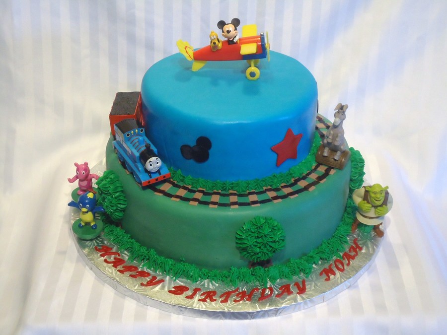 Mickey Mouse, Shrek, Thomas And Backyardagins - CakeCentral.com