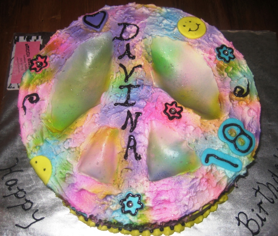 Peace Sign Cake With Buttercream - CakeCentral.com