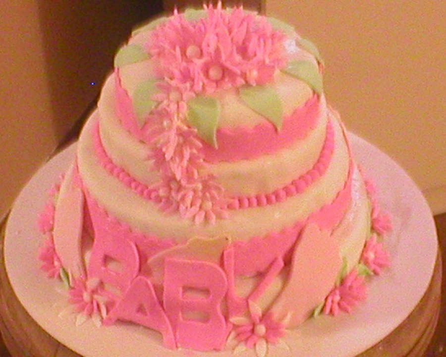Lil' Girl Flower Baby Shower Cake - CakeCentral.com