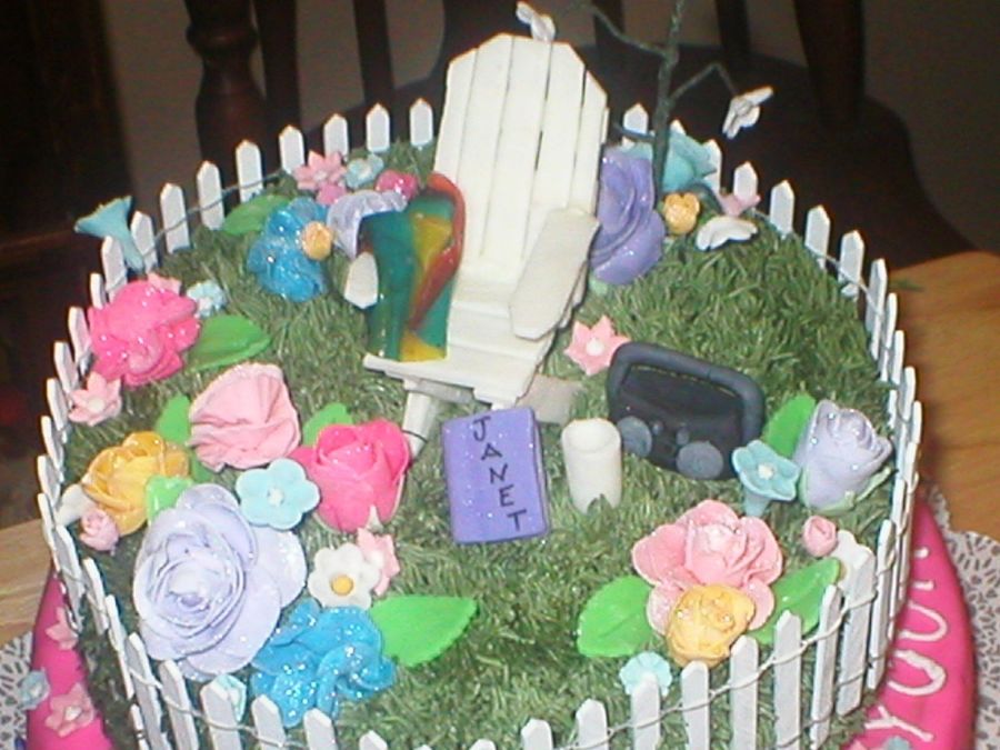 Flower Garden Retirement Cake - CakeCentral.com