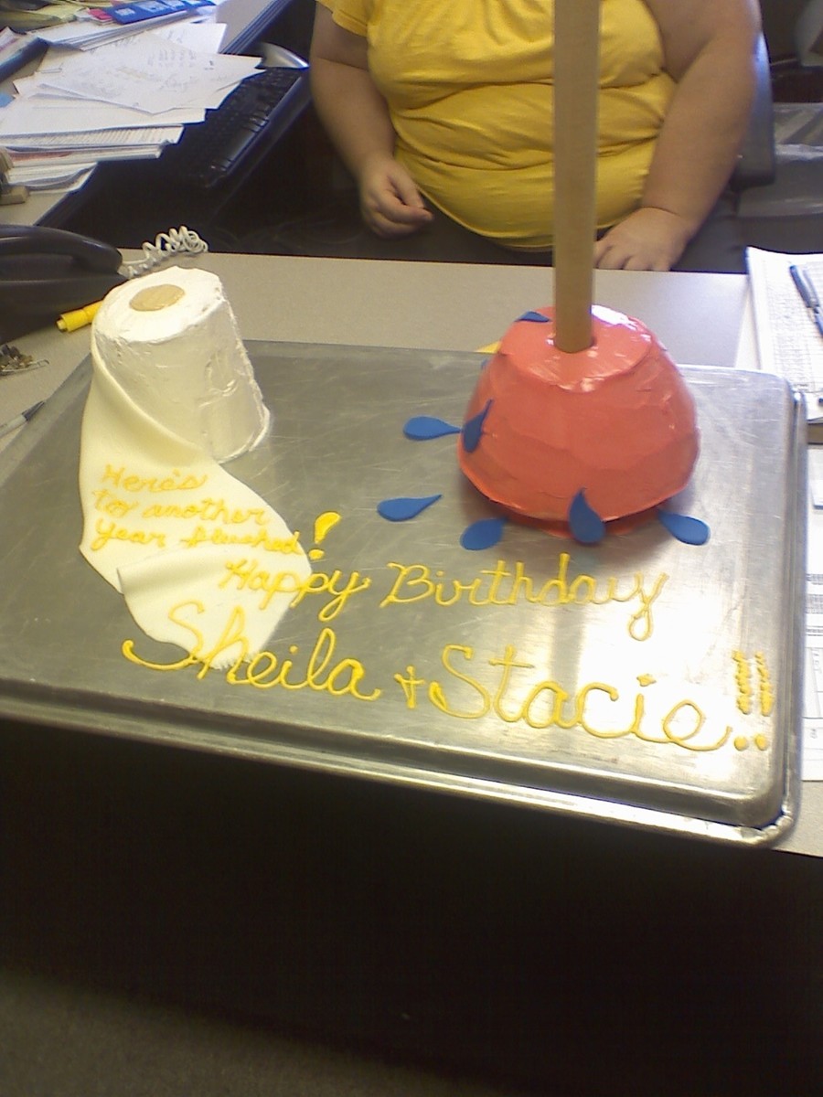 Toilet Paper And Plunger Cake - CakeCentral.com