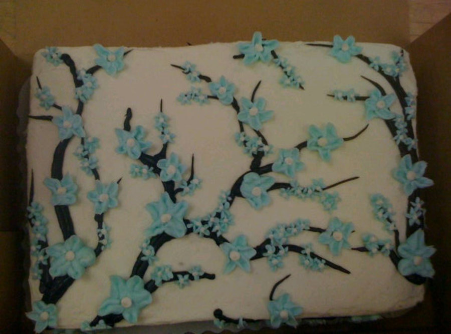 Baby Blue Cherry Blossoms - CakeCentral.com