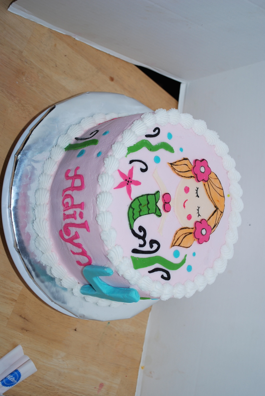 Mermaid Cake To Match Invite - CakeCentral.com