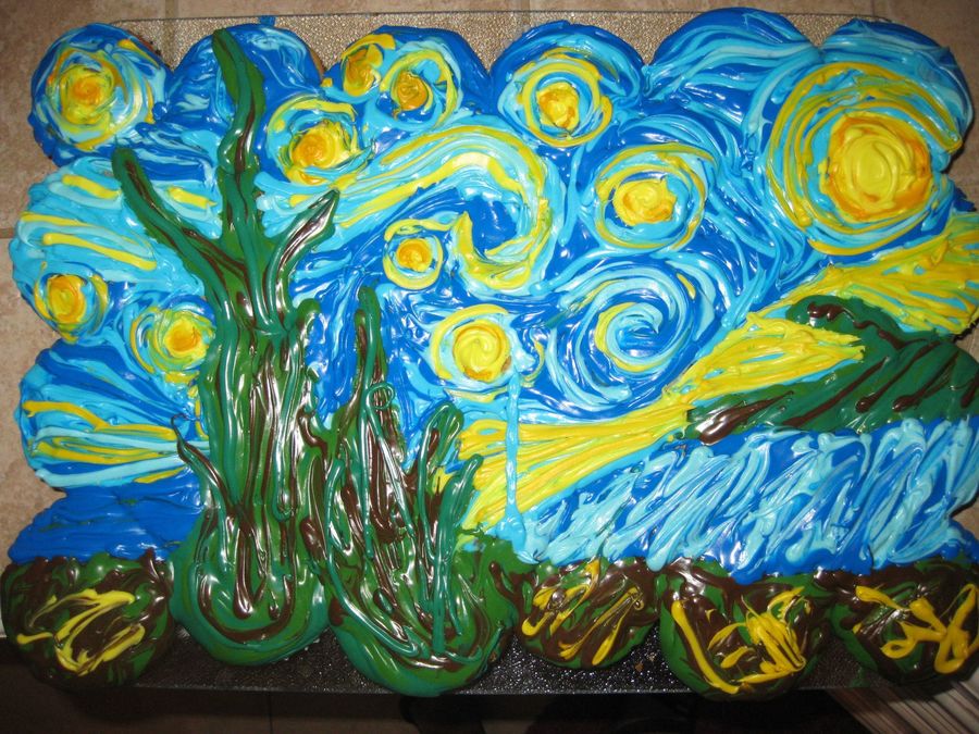 Van Gogh Cupcake Cake - CakeCentral.com