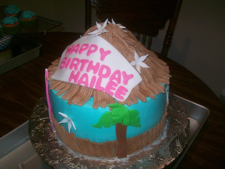 Round Tiki Hut Cake - CakeCentral.com