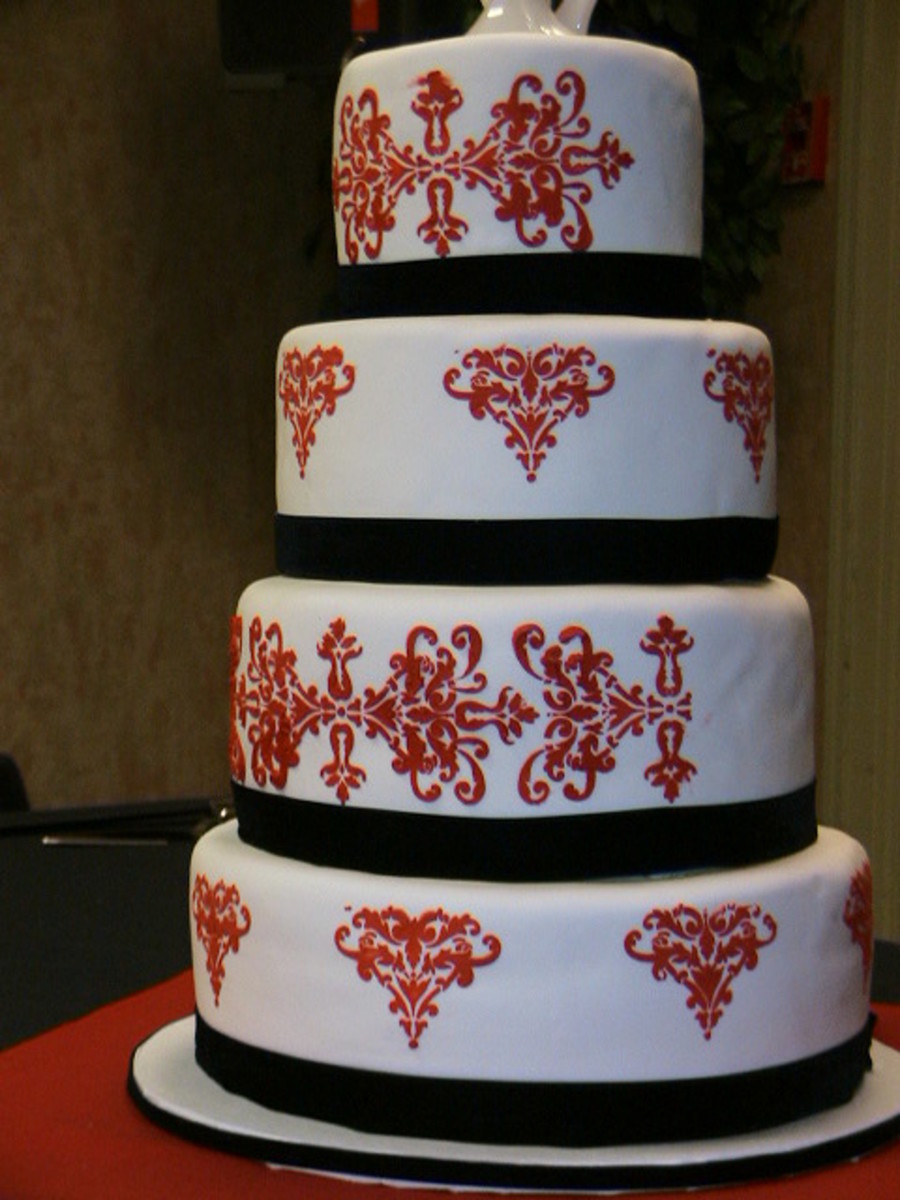 Red And White Stencil Cake - CakeCentral.com
