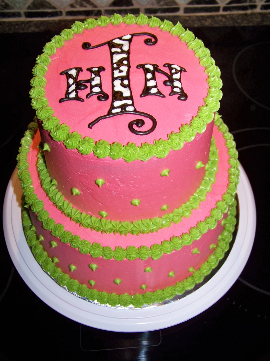 Zebra Print Monogram - CakeCentral.com