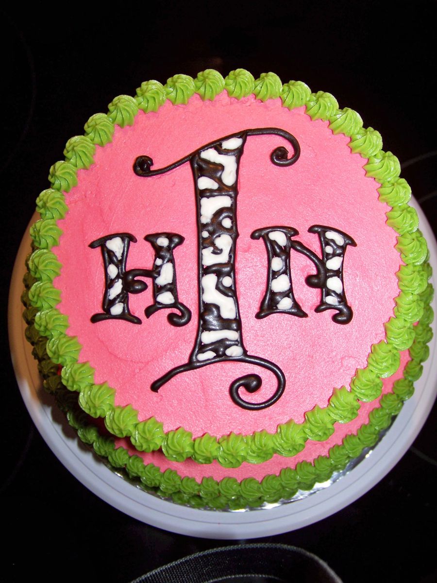 Zebra Print Monogram - CakeCentral.com