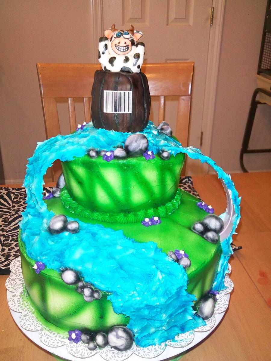Waterfall Cow In A Barrel Cake - CakeCentral.com