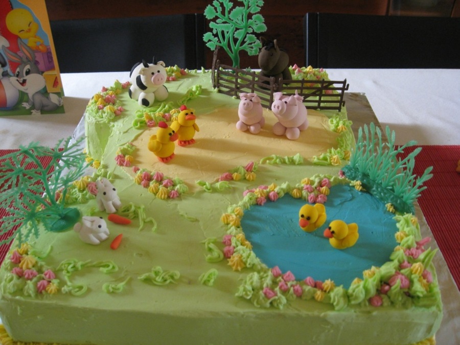 Number 1 Cake With Farm Animals - CakeCentral.com