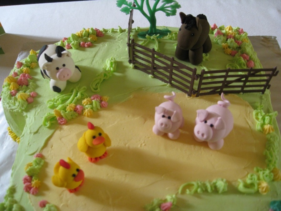 Number 1 Cake With Farm Animals - CakeCentral.com