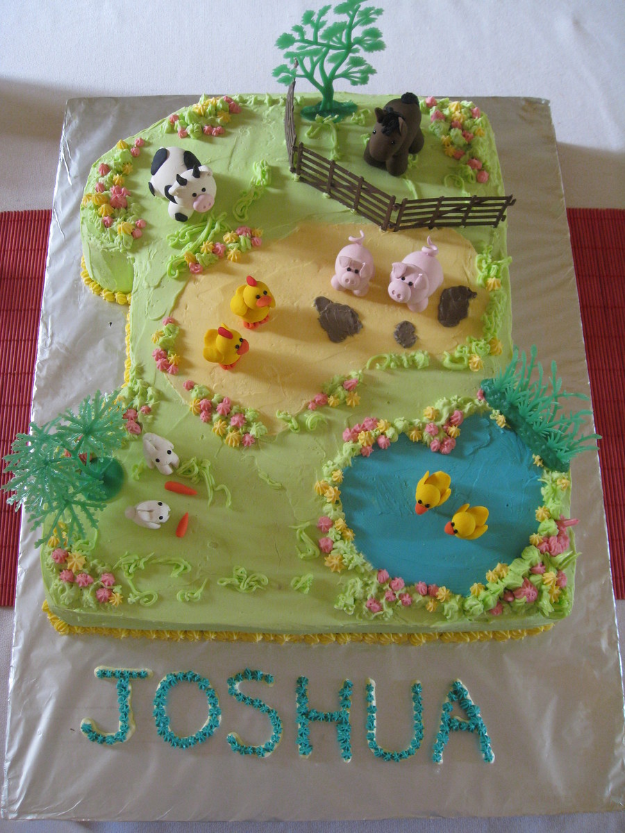 Number 1 Cake With Farm Animals - CakeCentral.com