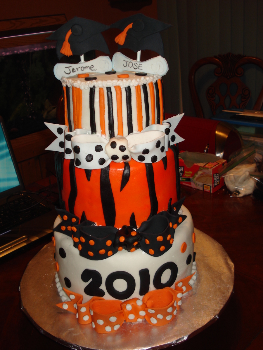 Orange And Black Graduation Cake - CakeCentral.com