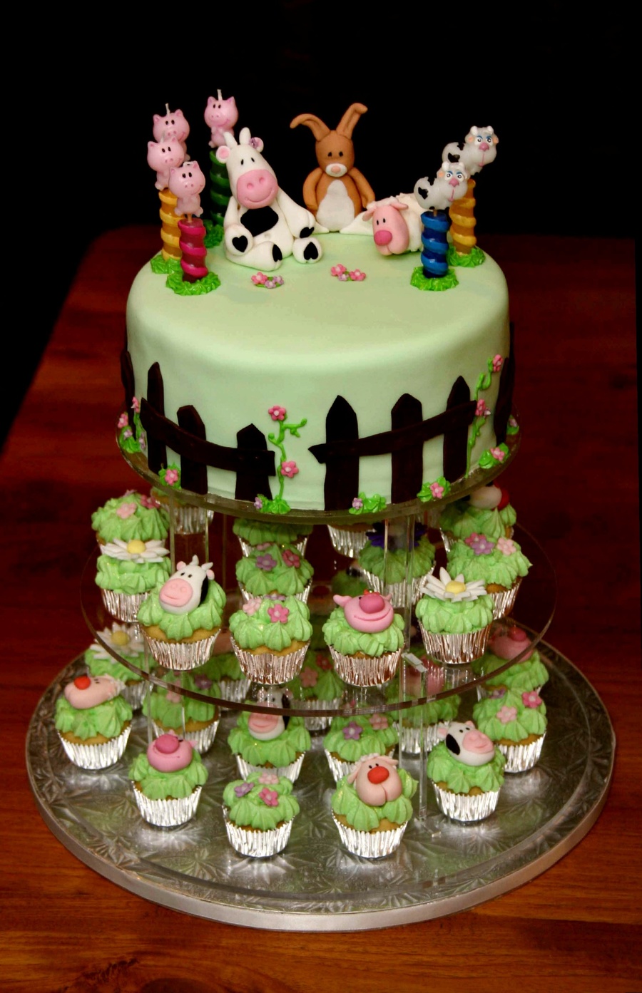 Farm Cake & Mini Cupcakes - CakeCentral.com