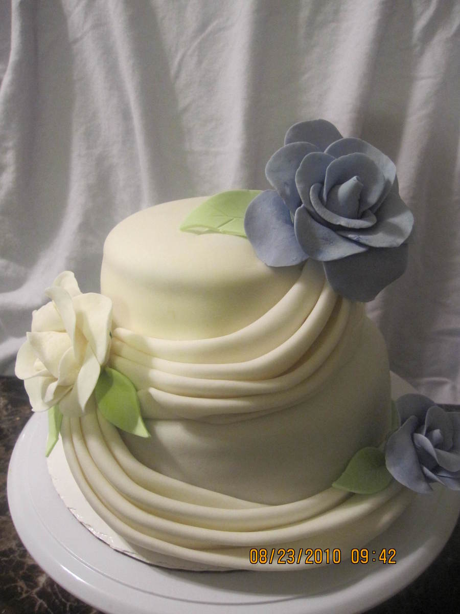 Fondant Draped Wedding Cake - CakeCentral.com