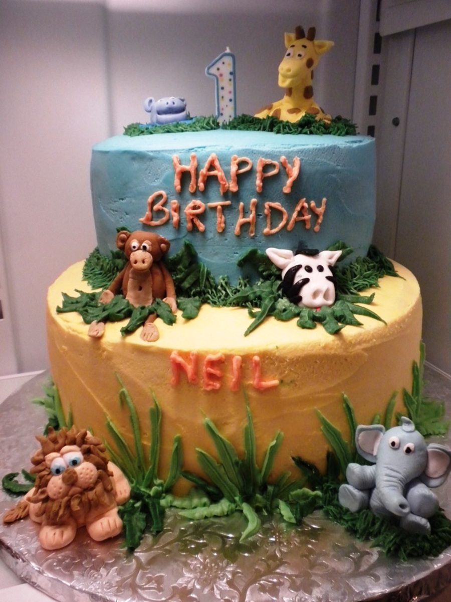 Animal Theme Birthday Cake - CakeCentral.com