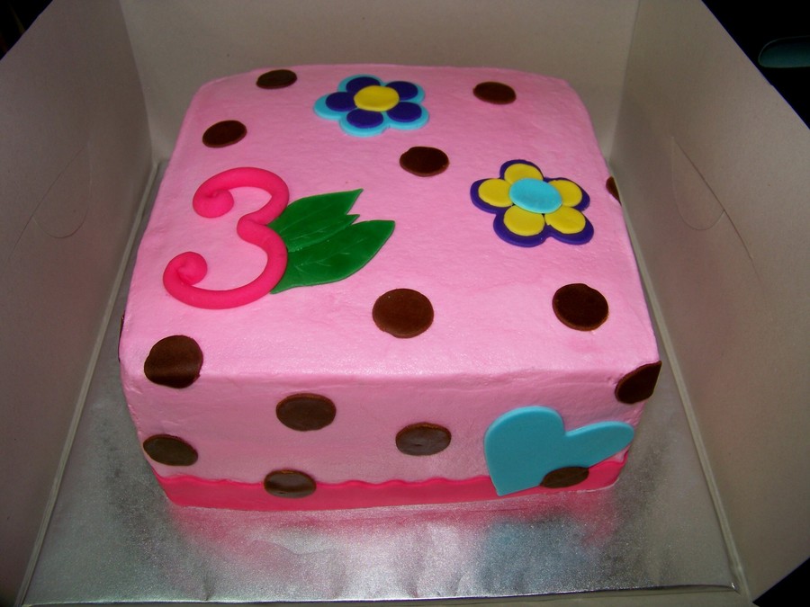 Whimsical Third Birthday Cake - CakeCentral.com