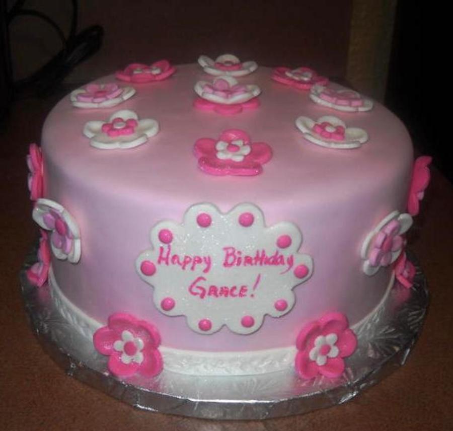 Pinl Flowers Little Cake - CakeCentral.com