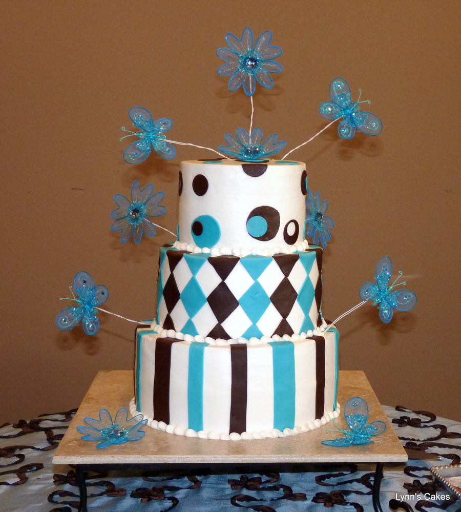 Stripes, Dots And Daimond 50Th Birthday Cake - CakeCentral.com