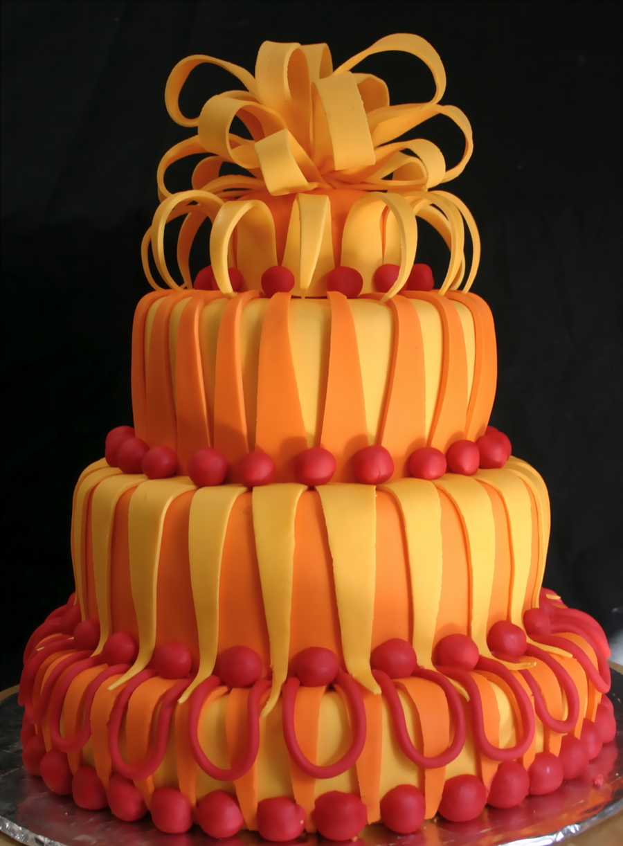 Yellow Orange Red Modern Art - CakeCentral.com